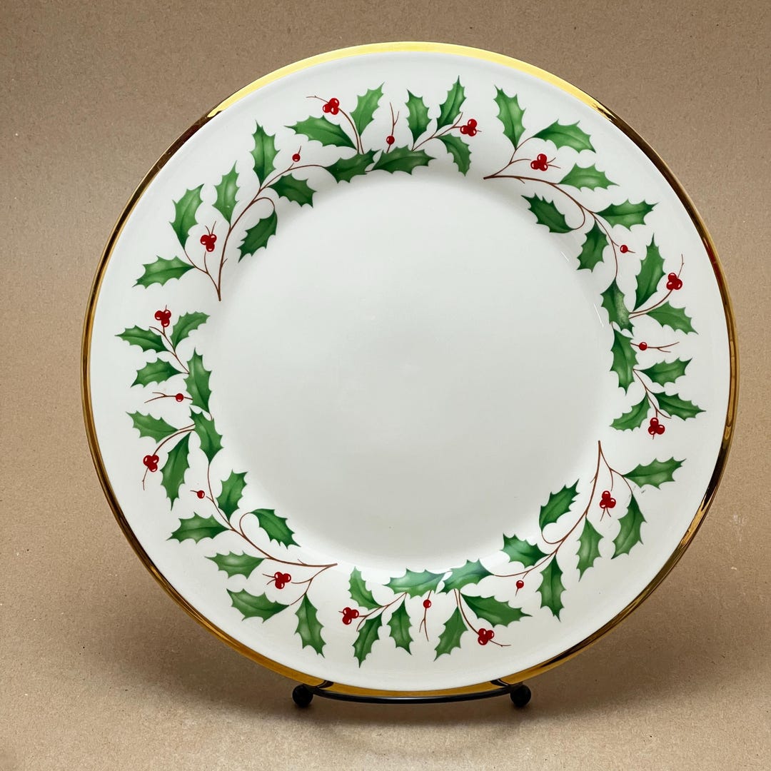 Lenox Holiday Dinner Plate, Holly Berries, Gold Trim - Etsy