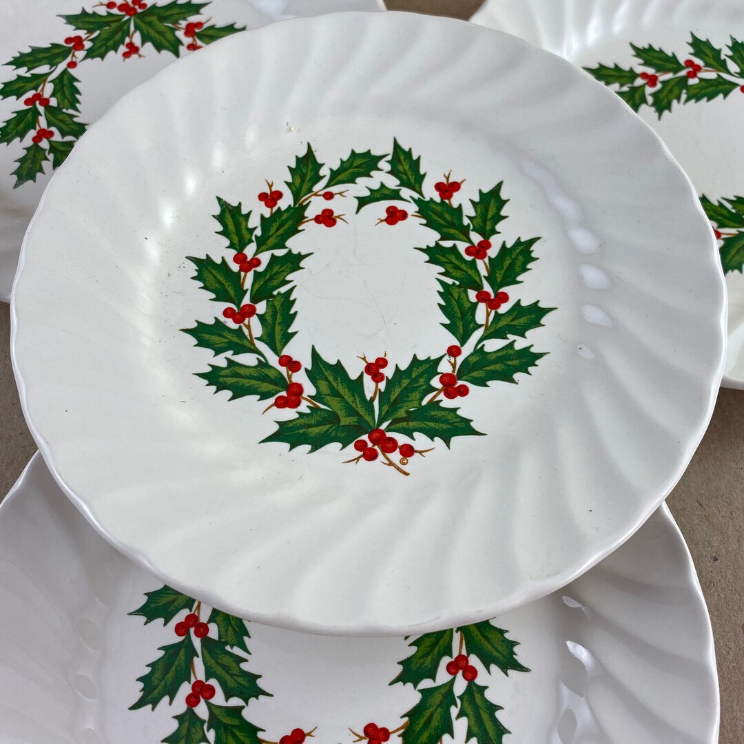 Set of 4 Scio Pottery Christmas Holly Bread Plate, Holly by SCIO, Holly ...