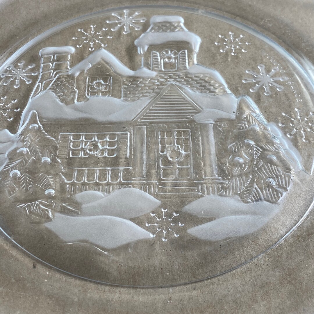 Set of 4 Arcoroc Welcome Home Frosted Winter Scene Dessert Salad Plate ...