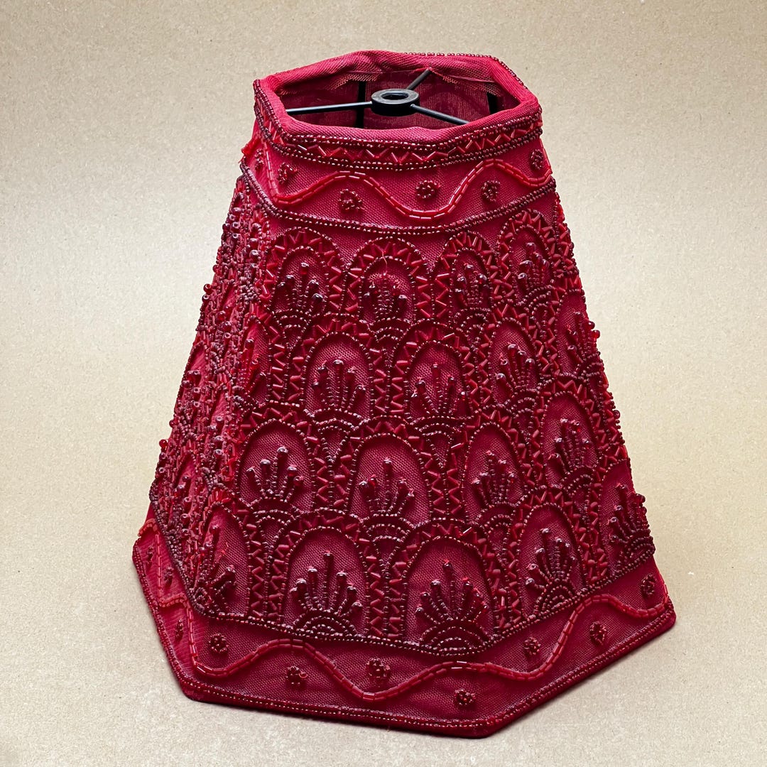 Red Beaded and Net Lampshade, Ruby Red Beaded Lampshade - Etsy