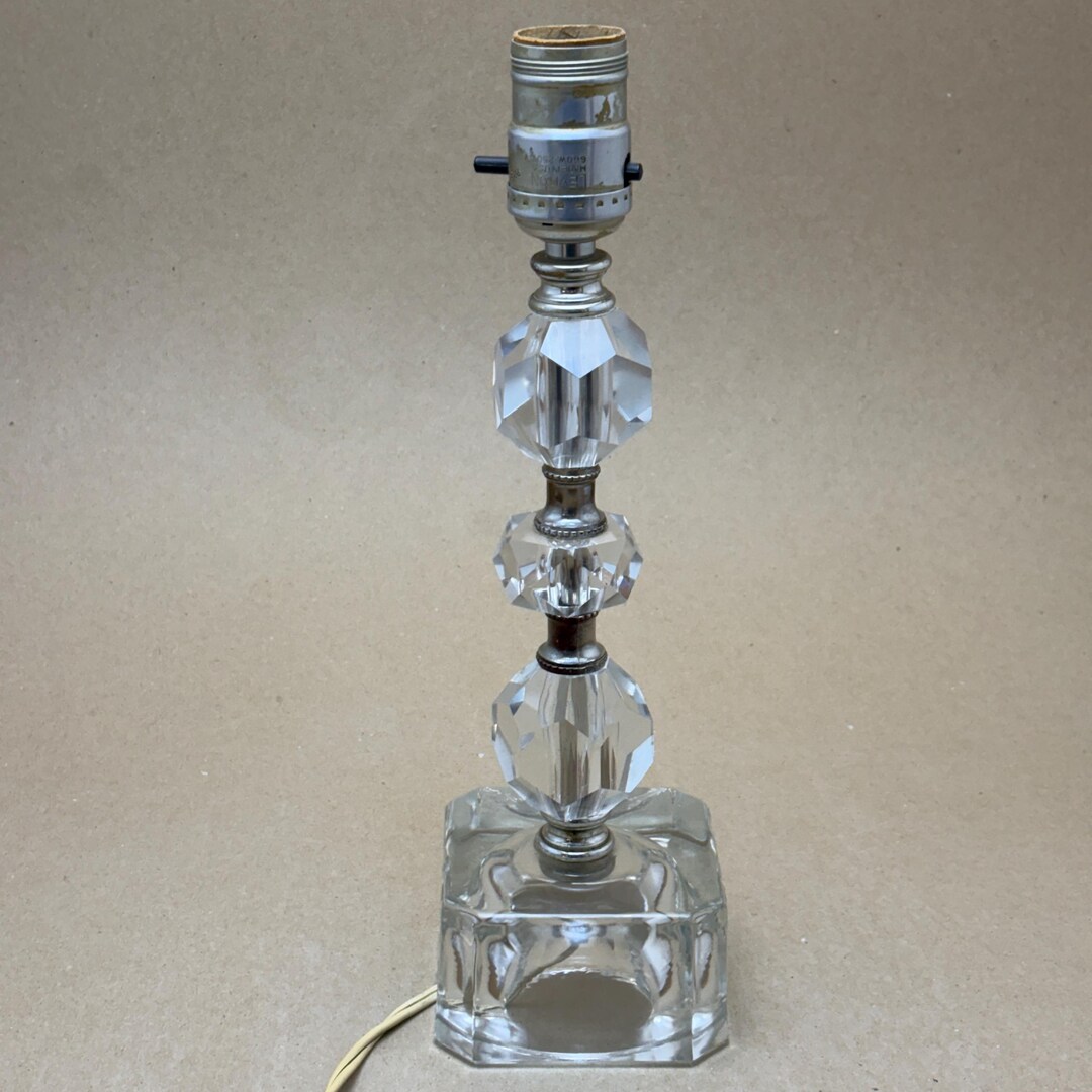 Vintage Prism Glass Table Lamp: Silver Accent, Mid-century Modern - Etsy