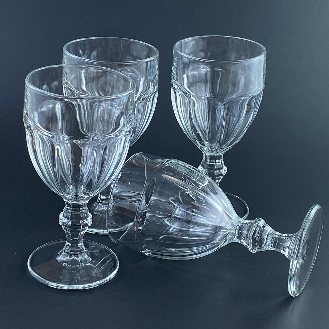 Libbey Gibraltar Duratuff Goblets (set of 4): Clear Paneled Barware - Etsy