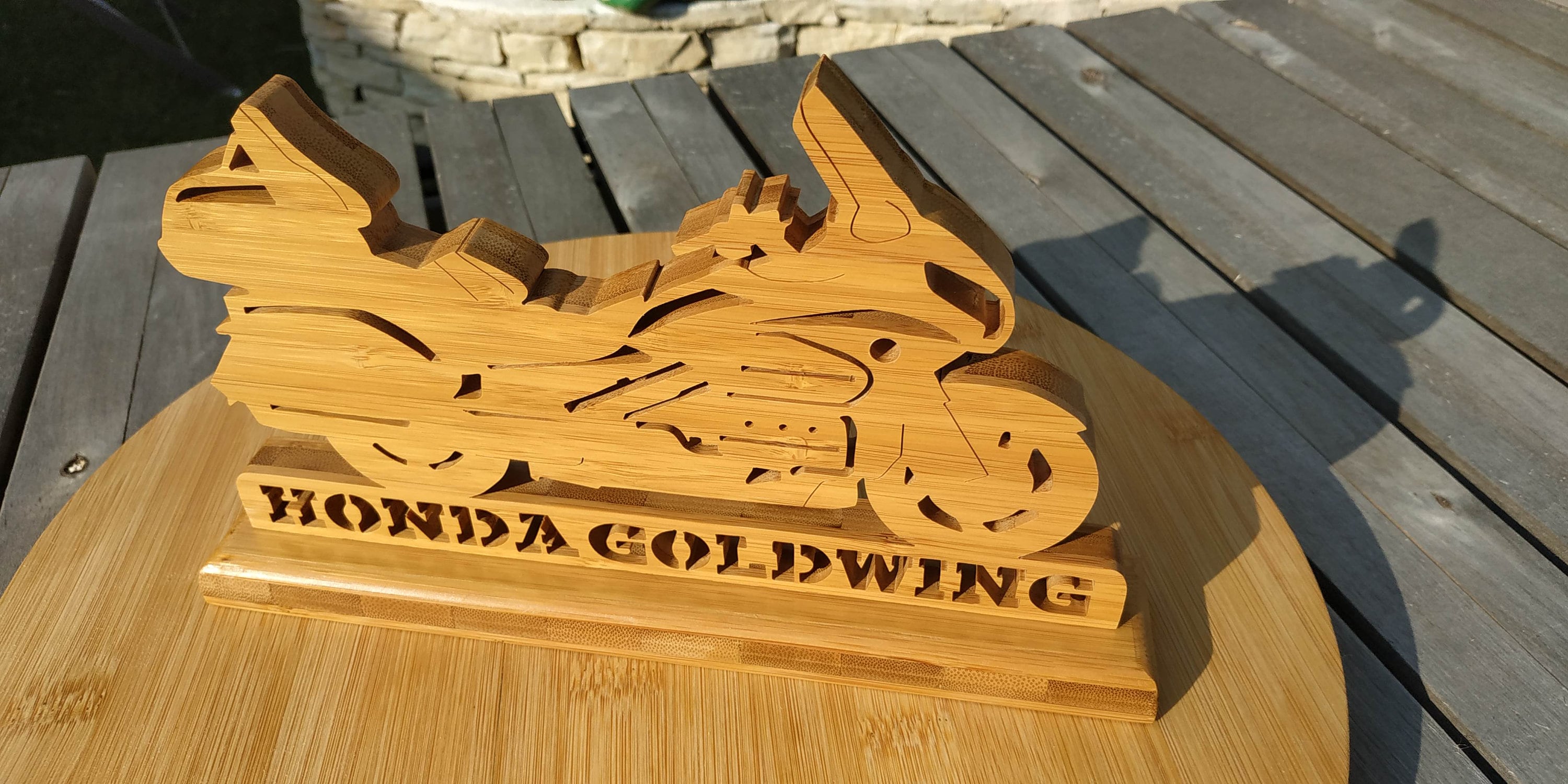 Reproduction of a HONDA GOLDWING Motorcycle in Cut Wood. Ideal as a ...