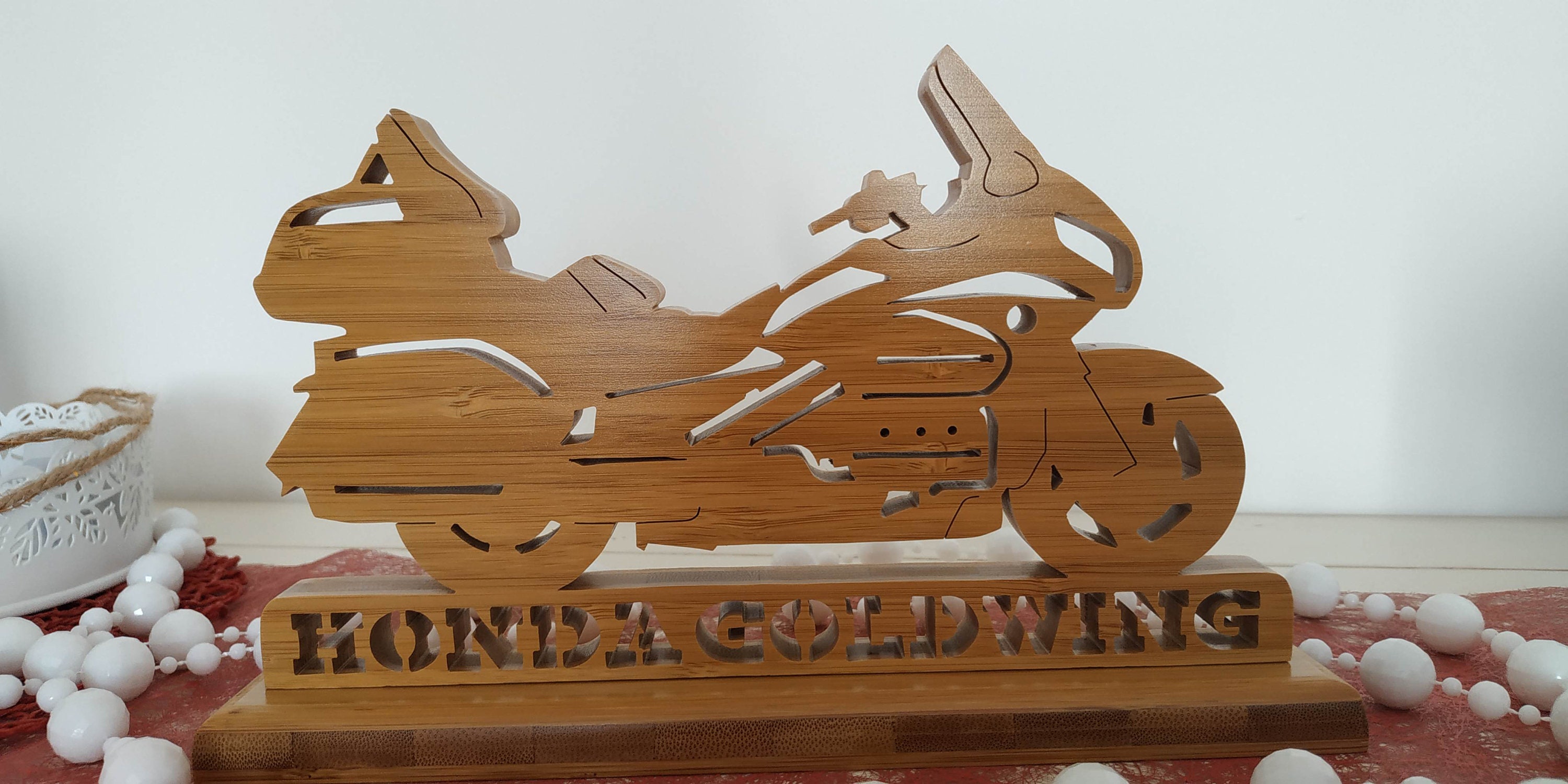 Reproduction of a HONDA GOLDWING Motorcycle in Cut Wood. Ideal as a ...