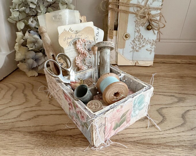 Sewing Notions Box / Slow Stitch /quilt / Fabric Bundle / Vintage ...