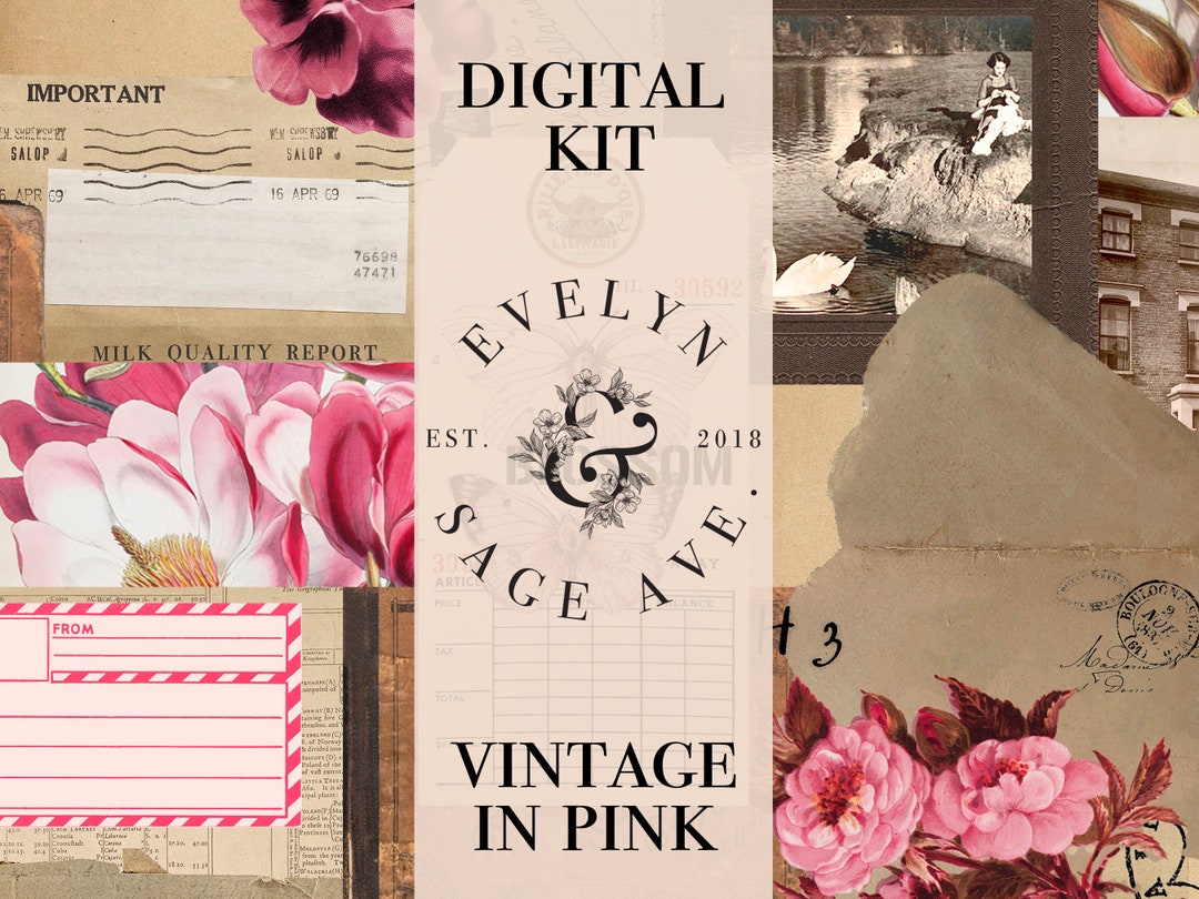 Vintage in Pink Printable Journal Kit - A4 Digital Download ...
