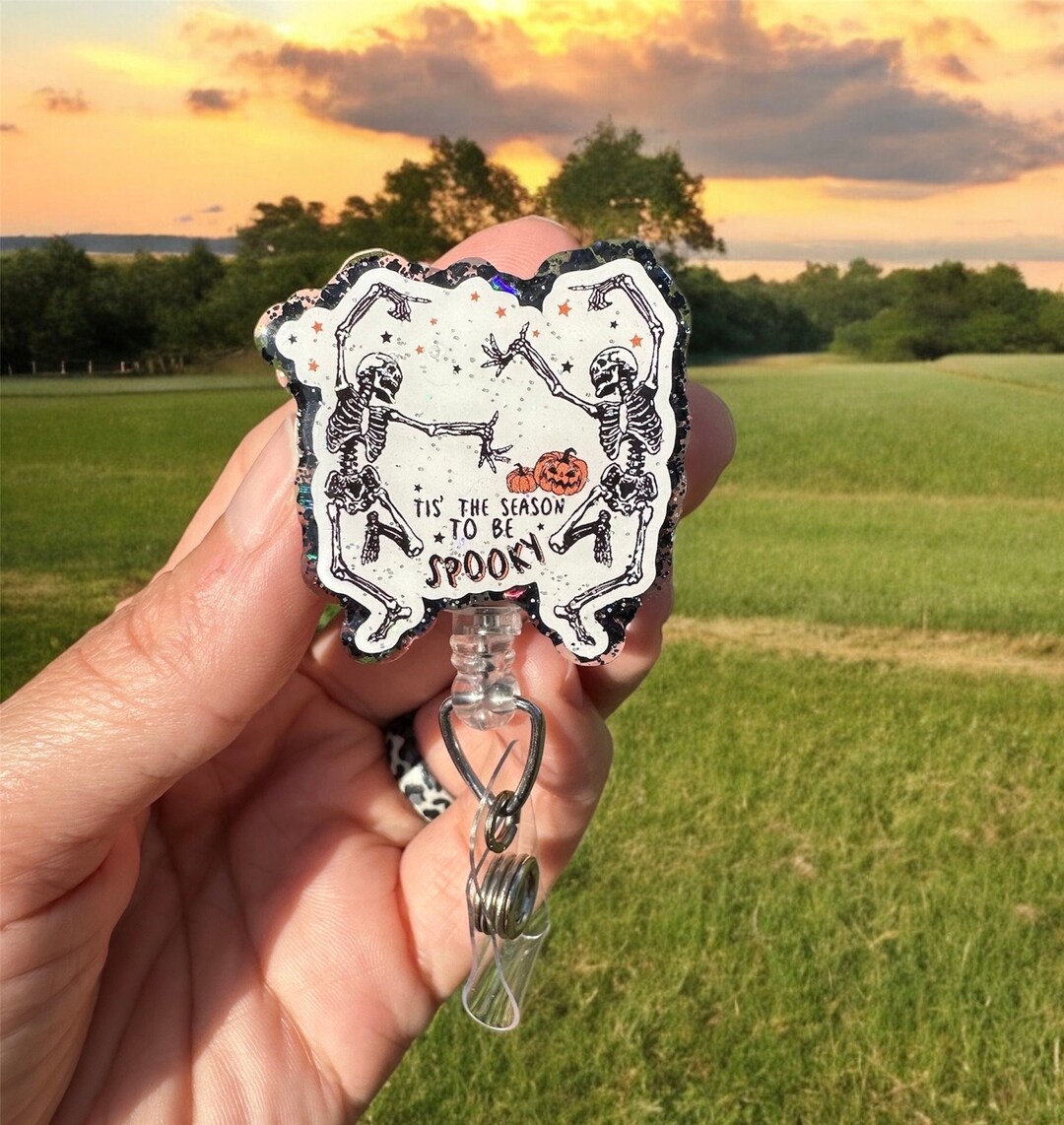 Halloween Badge Reel, Dancing Skeletons, Badge Reel, Tis the Season to ...