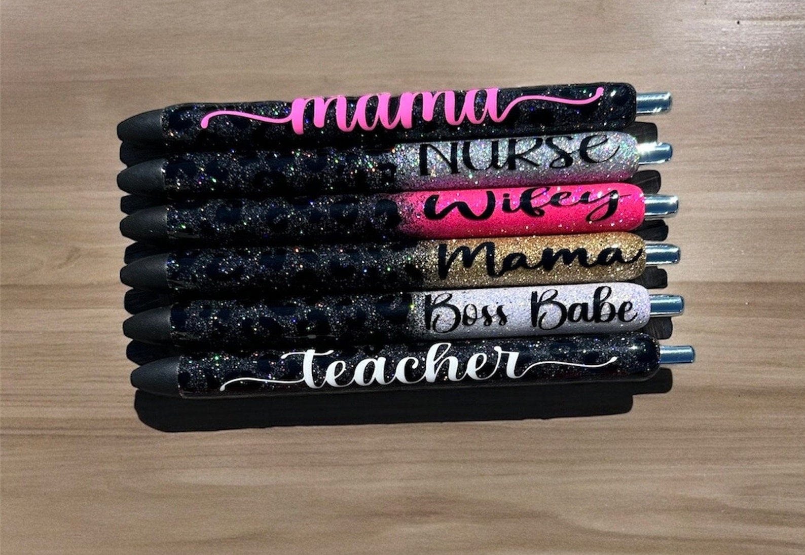 Black Cheetah Print Pen, Personalized Glitter Pen, Pen for Nurse ...