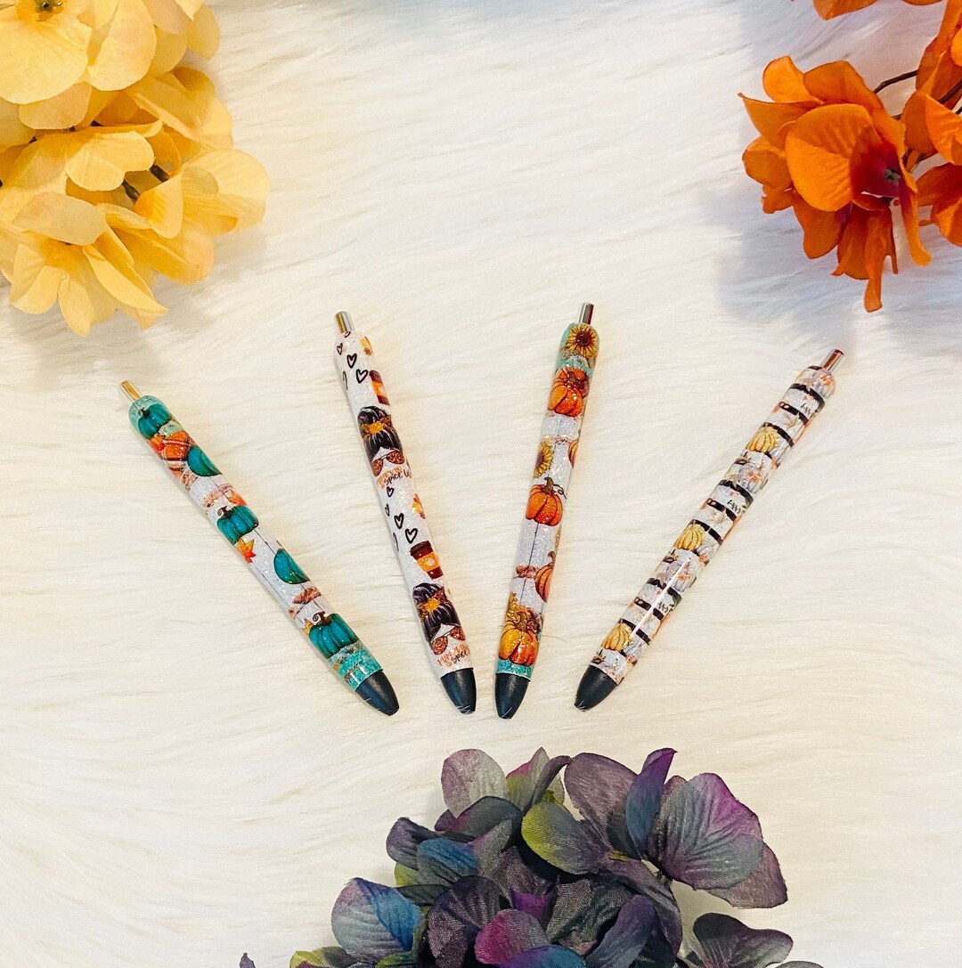 Fall Glitter Pens, Pumpkin Glitter Pen, Refillable Pens, Custom Pens ...