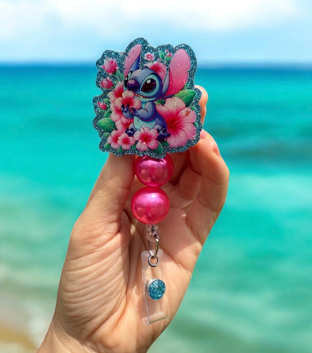 Stitch Badge Reel, Blue Alien, ID Holder, Nurse Badge Reel, Teacher ...