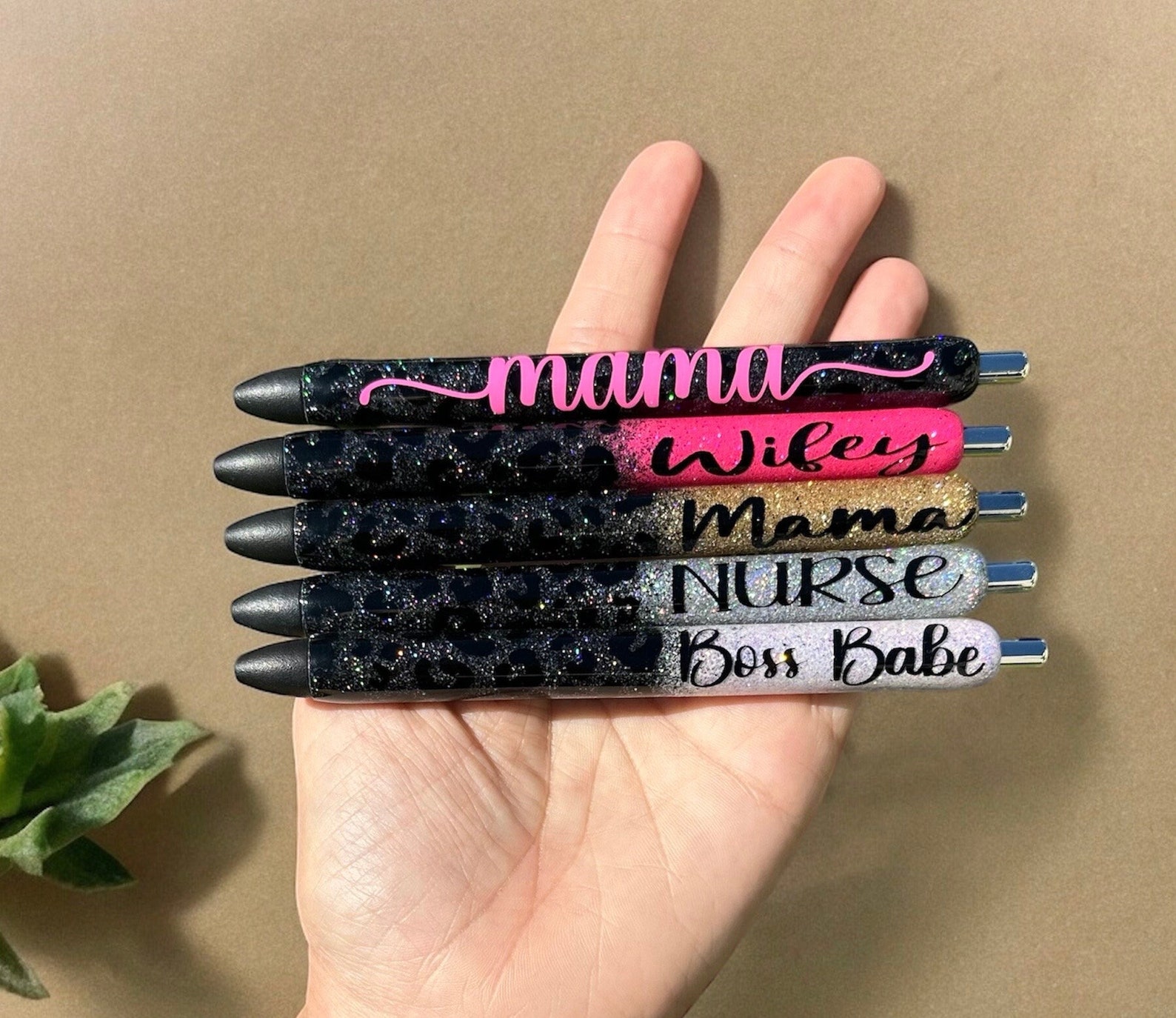Black Cheetah Print Pen, Personalized Glitter Pen, Pen for Nurse ...