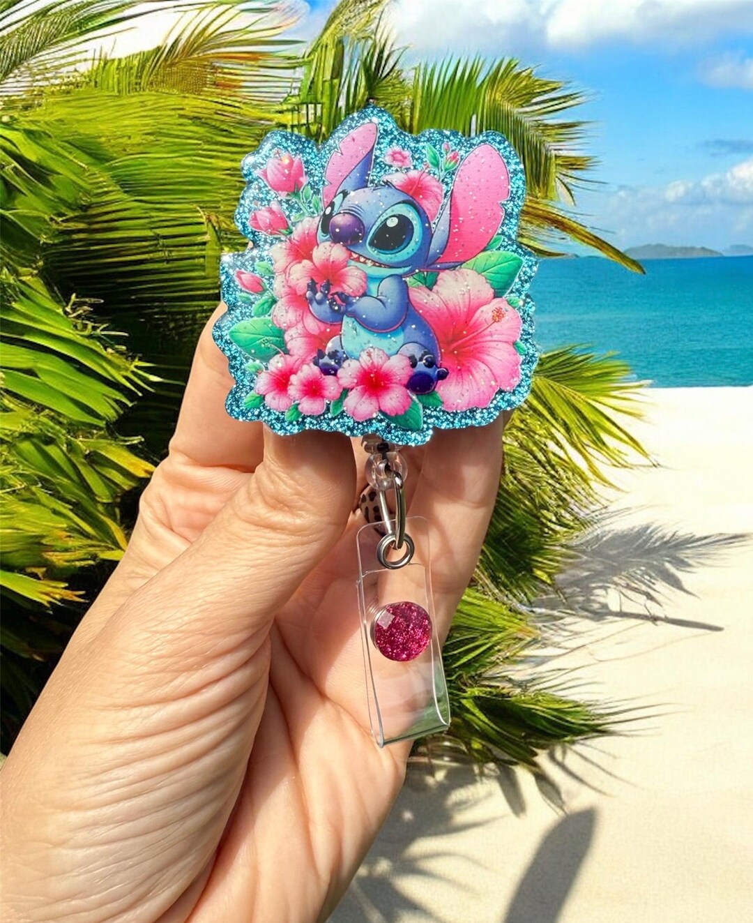 Stitch Badge Reel, Blue Alien, ID Holder, Nurse Badge Reel, Teacher ...