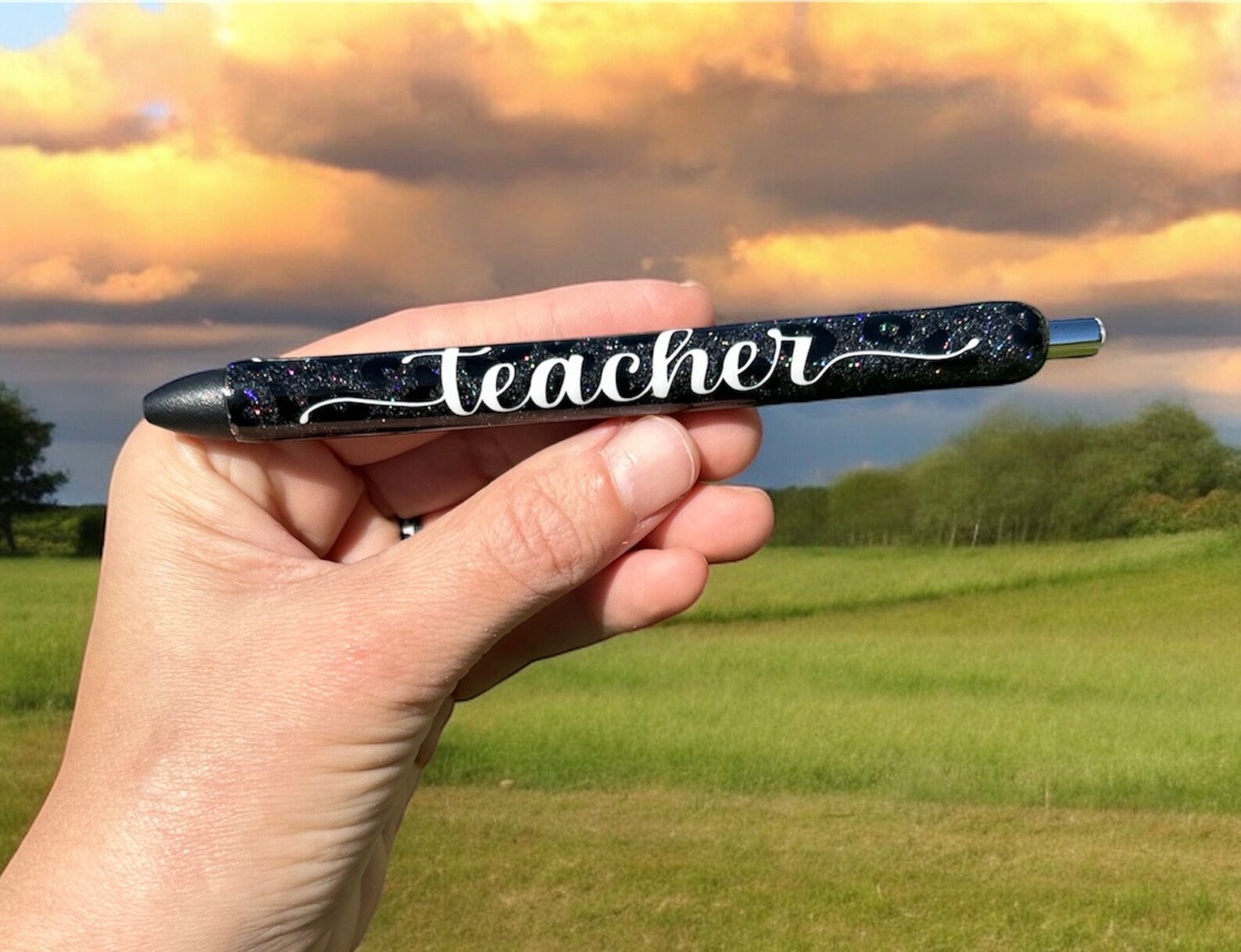 Black Cheetah Print Pen, Personalized Glitter Pen, Pen for Nurse ...