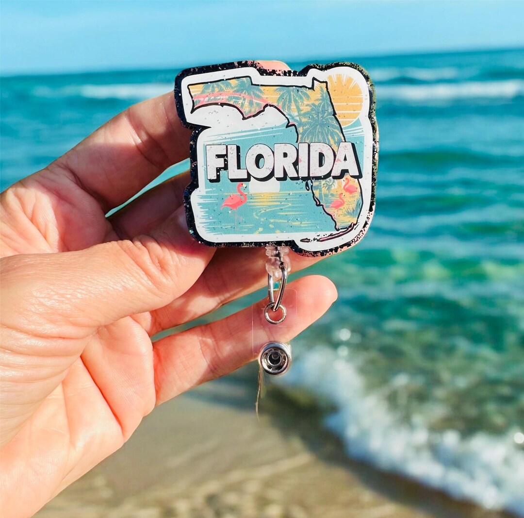 Florida Badge Reel, Sunshine State, ID Holder, Nurse Badge Reel ...