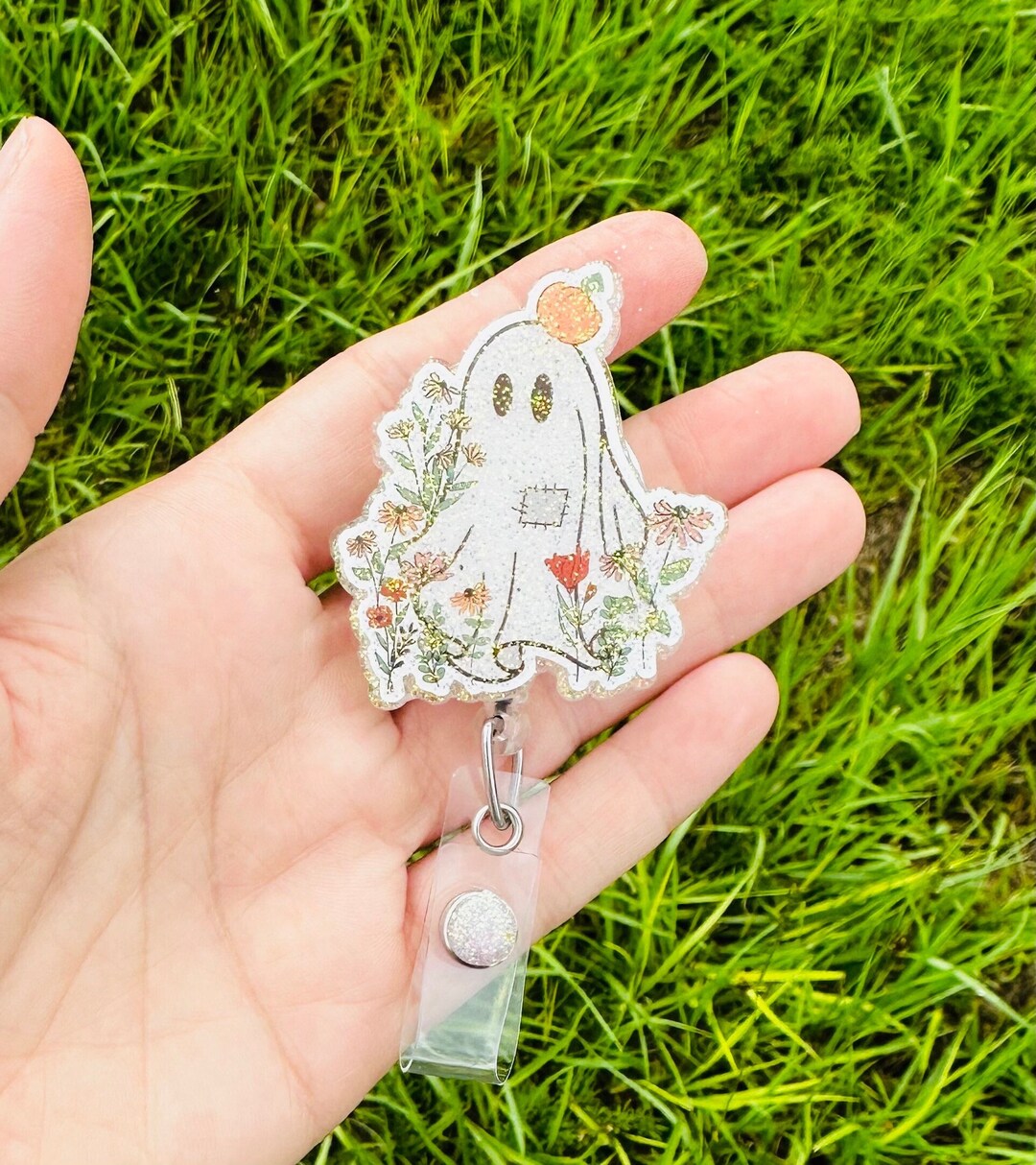 Floral Ghost Badge Reel, Retro Ghost Badge Reel, Nurse Badge Reel ...