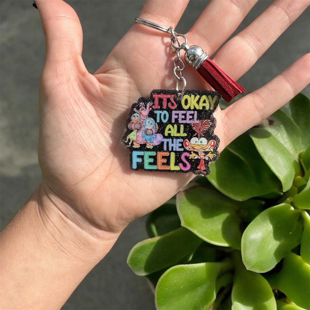 It’s Ok to Feel All the Feels Glitter Keychain, Resin Keychain ...