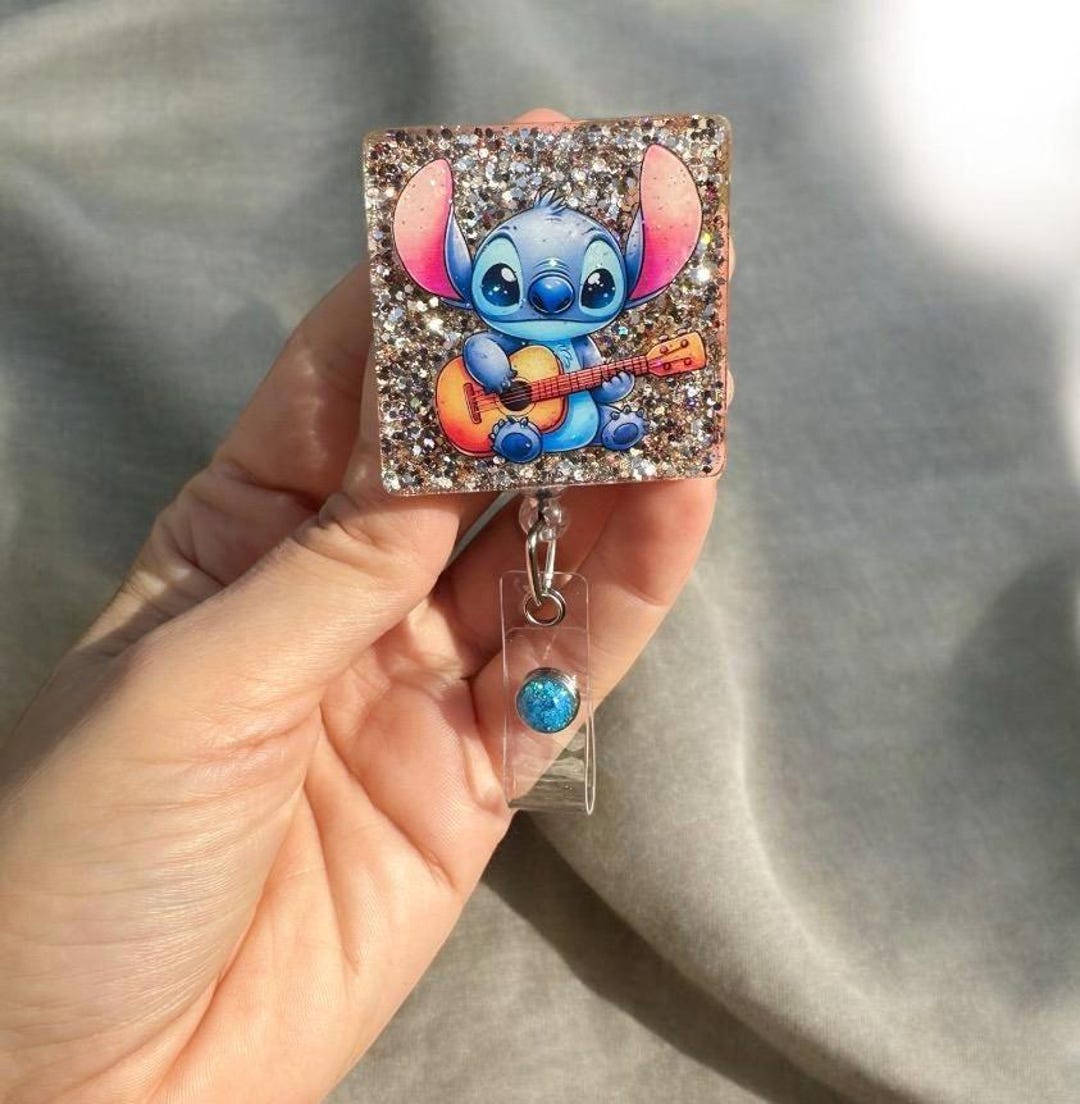 Stitch Badge Reel, Blue Alien, ID Holder, Nurse Badge Reel, Teacher ...