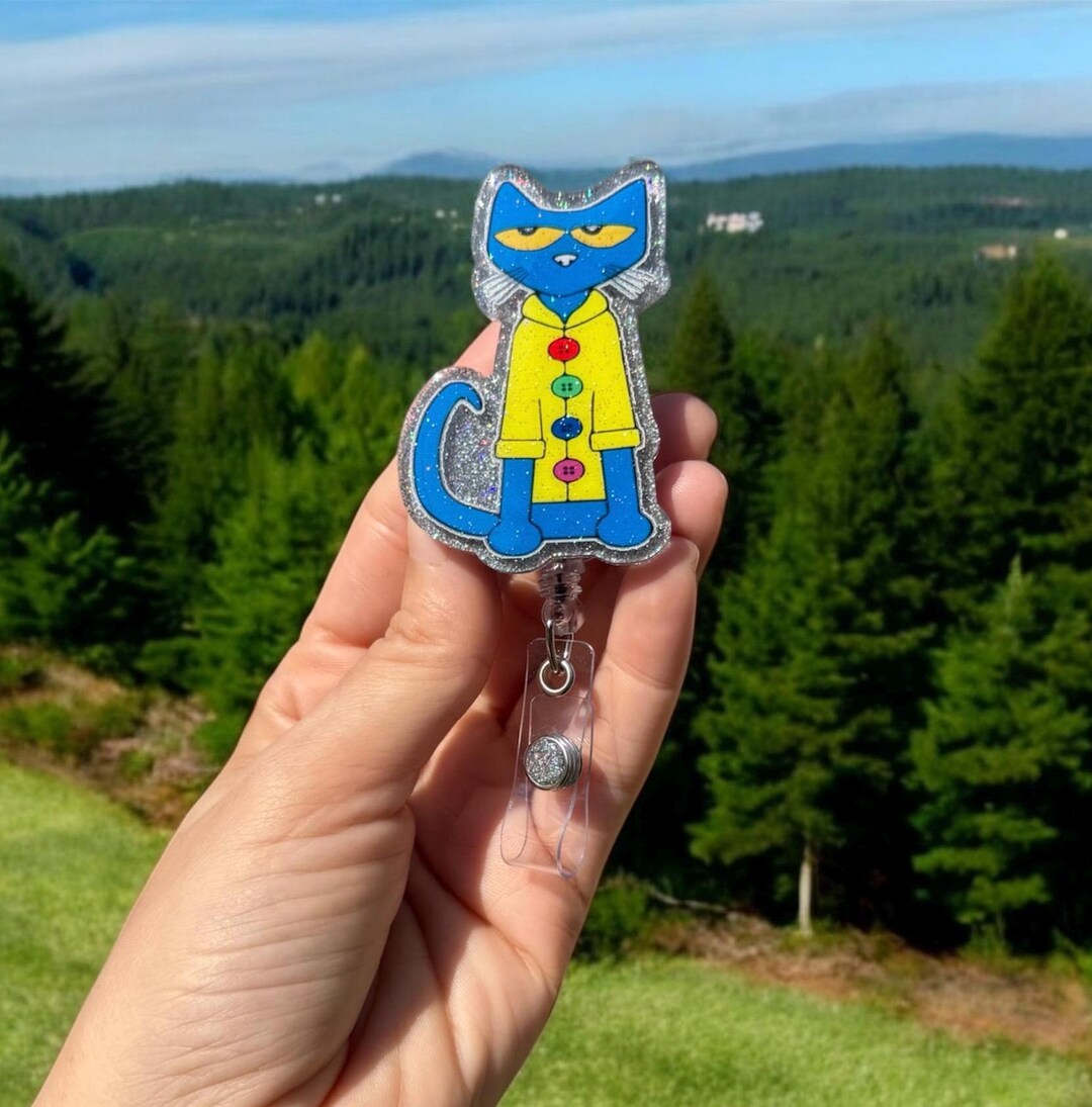 Pete the Cat Badge Reel, Teacher Badge Reel, Glitter Badge Reel, Custom ...