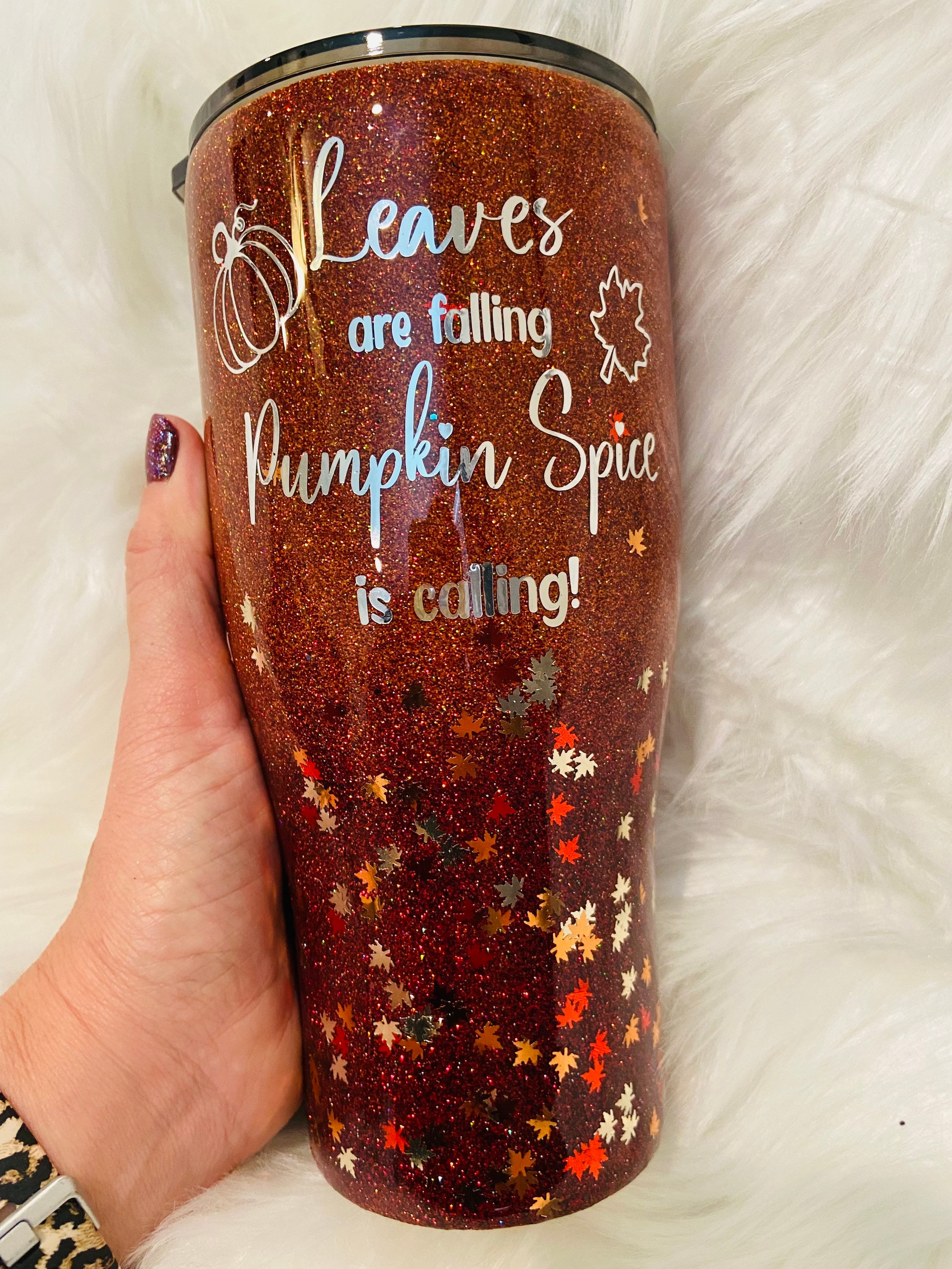 Fall Tumbler Fall Glitter Tumbler Custom Tumbler Leaves Are - Etsy
