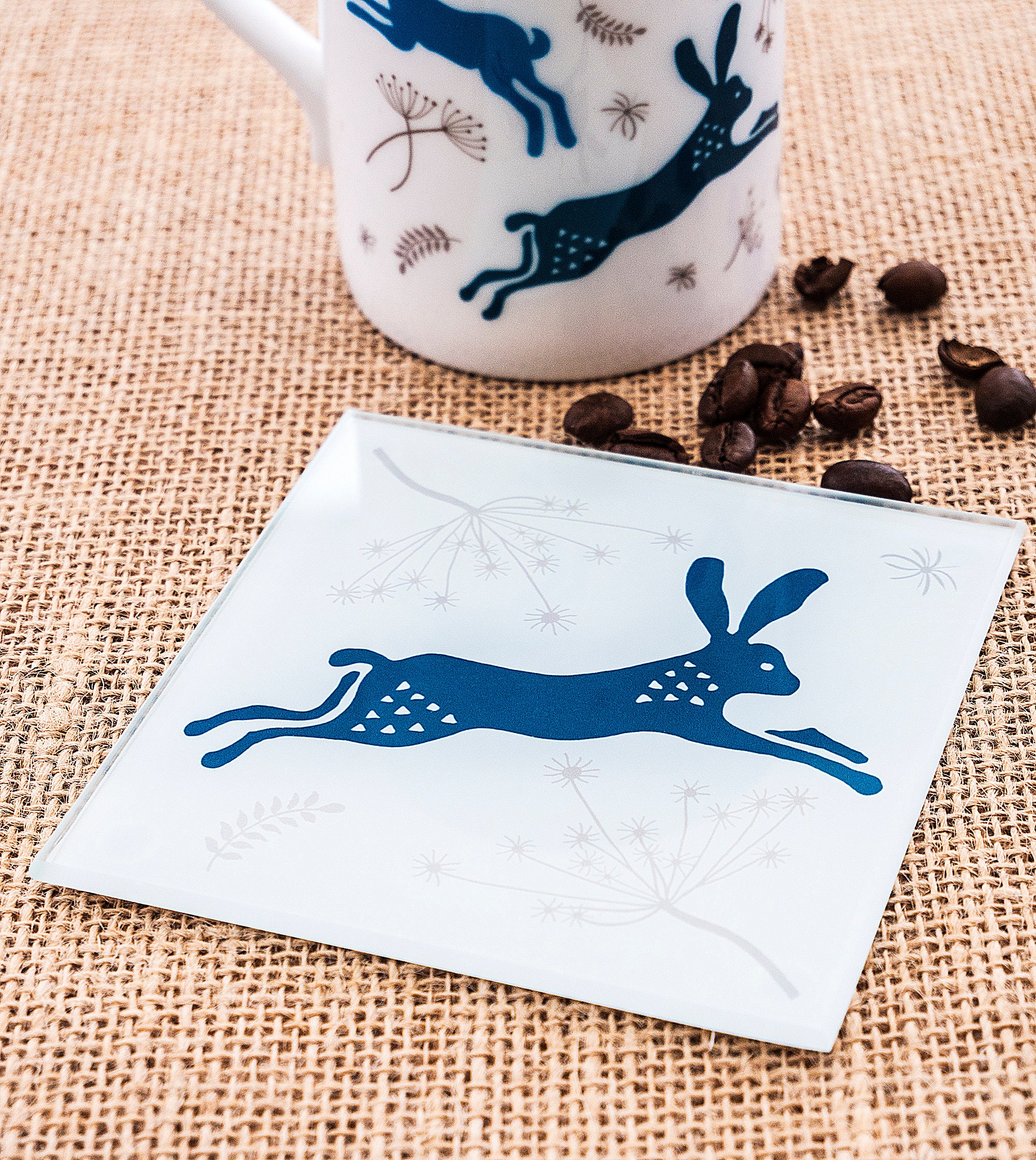 Glass Hare Coaster Wild Animals Modern Indian Wooden Wood - Etsy