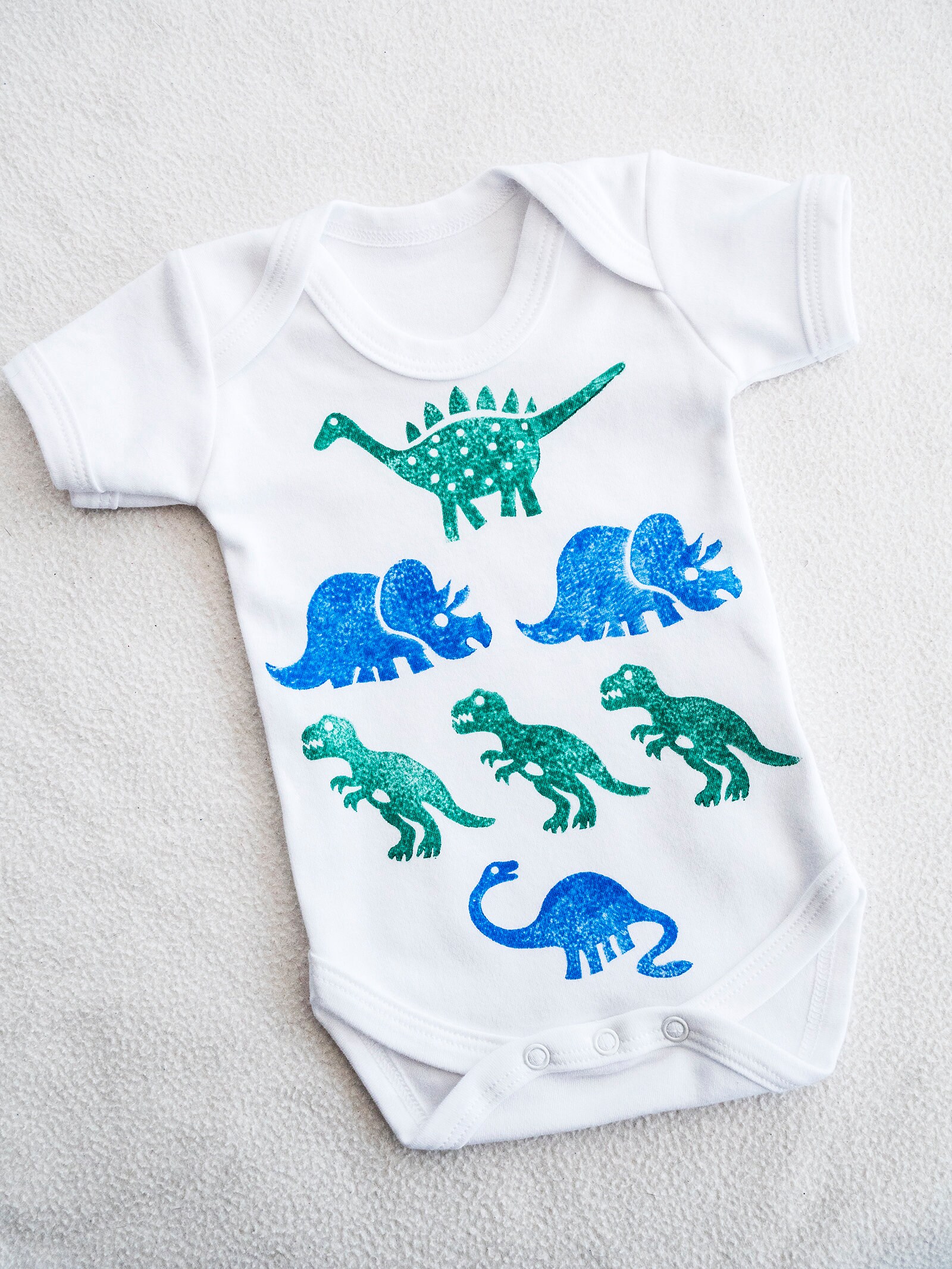 Hand Printed Dinosaur Babygro Sleepsuit Romper Babygrow Onesie Indian ...