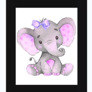 Baby Girl Elephant Nursery Print - Purple JPEG 8 by 10 / Digital File ...