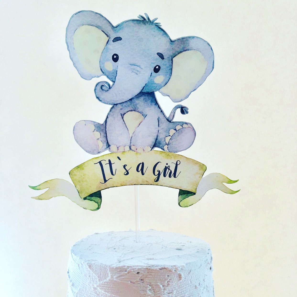 Any Color: Watercolor Baby Elephant Cake Topper / Baby Shower - Etsy
