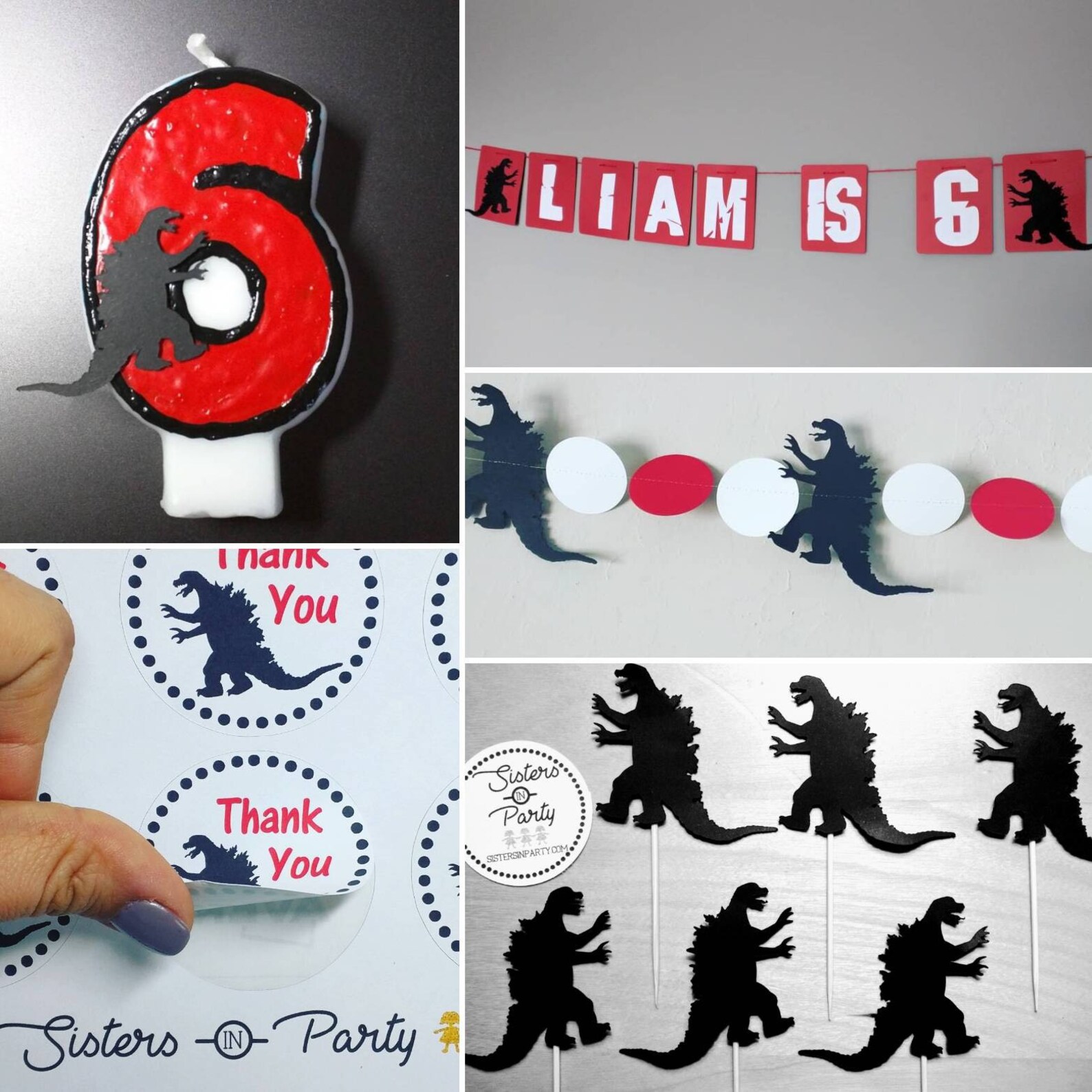 Godzilla Centerpiece Picks/ Godzilla Cake Topper / Dinosaur - Etsy