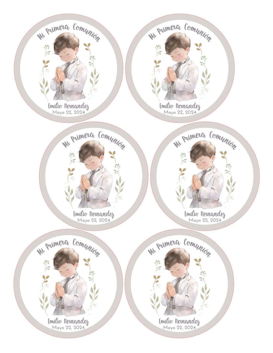 3" First Communion Personalized Stickers /first Communion Boy Sticker ...