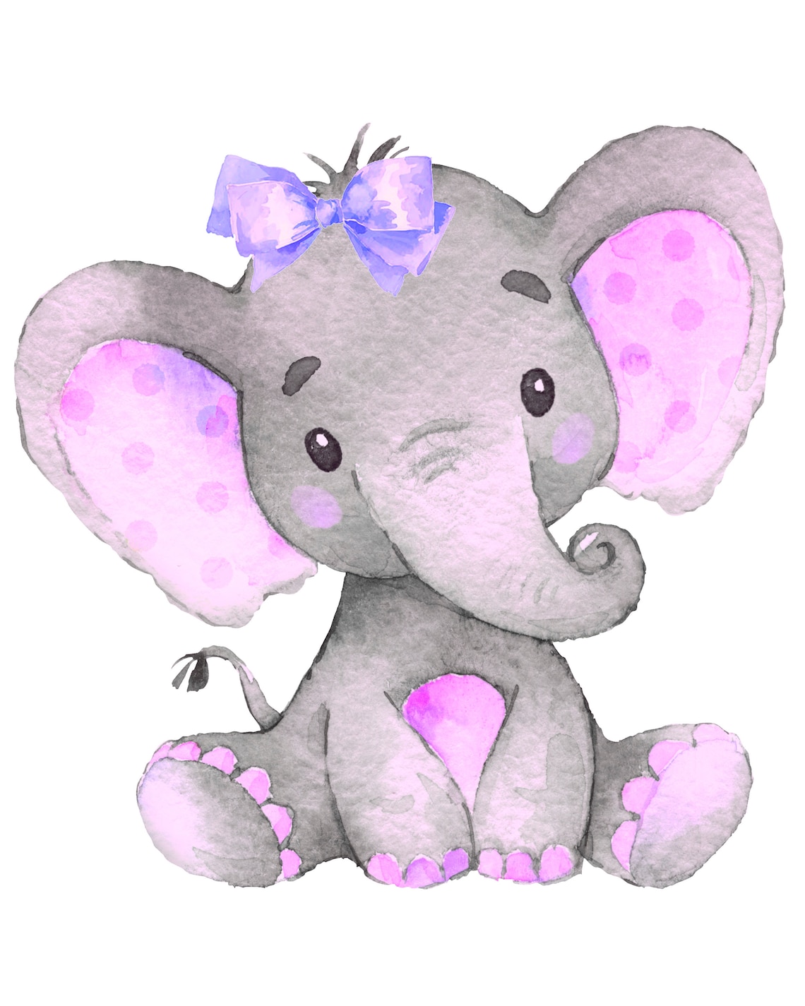 Baby Girl Elephant Nursery Print Purple JPEG 8 by 10 / | Etsy
