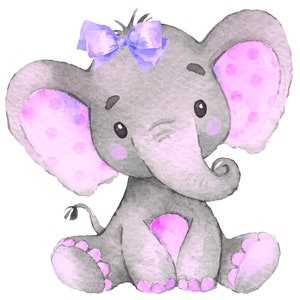 Baby Girl Elephant Nursery Print - Purple JPEG 8 by 10 / Digital File ...