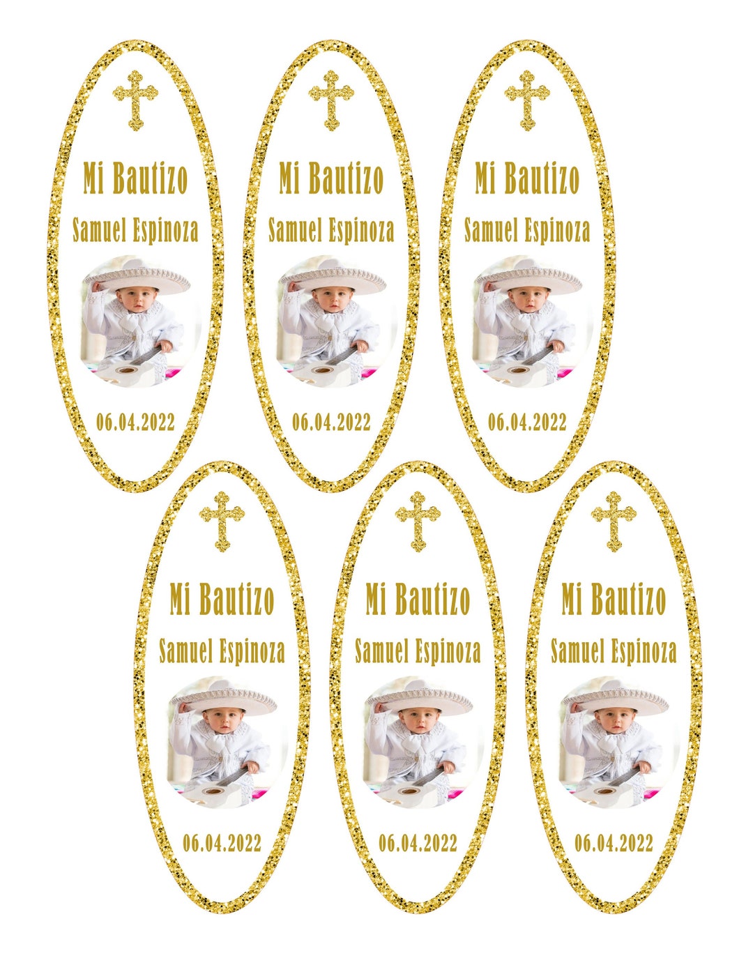 My Photo Personalized Stickers / Baptism Labels / Gold or Silver ...