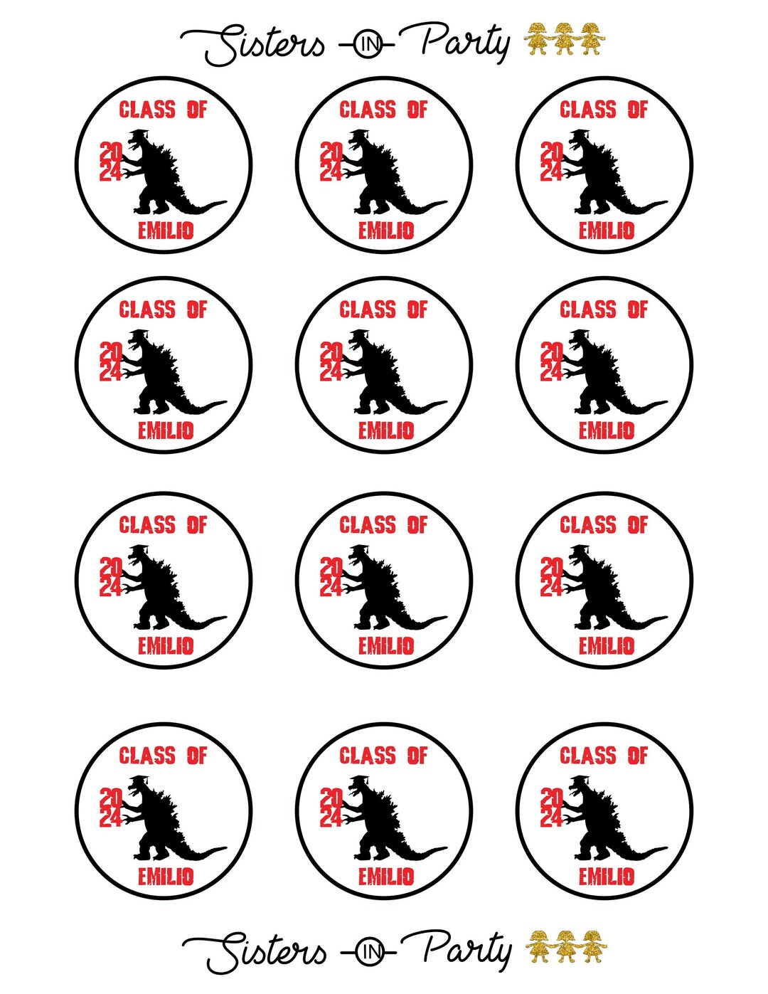 Godzilla Graduation Personalized Stickers / Godzilla Graduation Labels ...