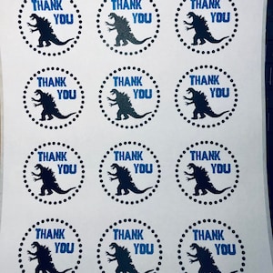 Godzilla Personalized Stickers / Dinosaur Stickers / Godzilla Thank You ...
