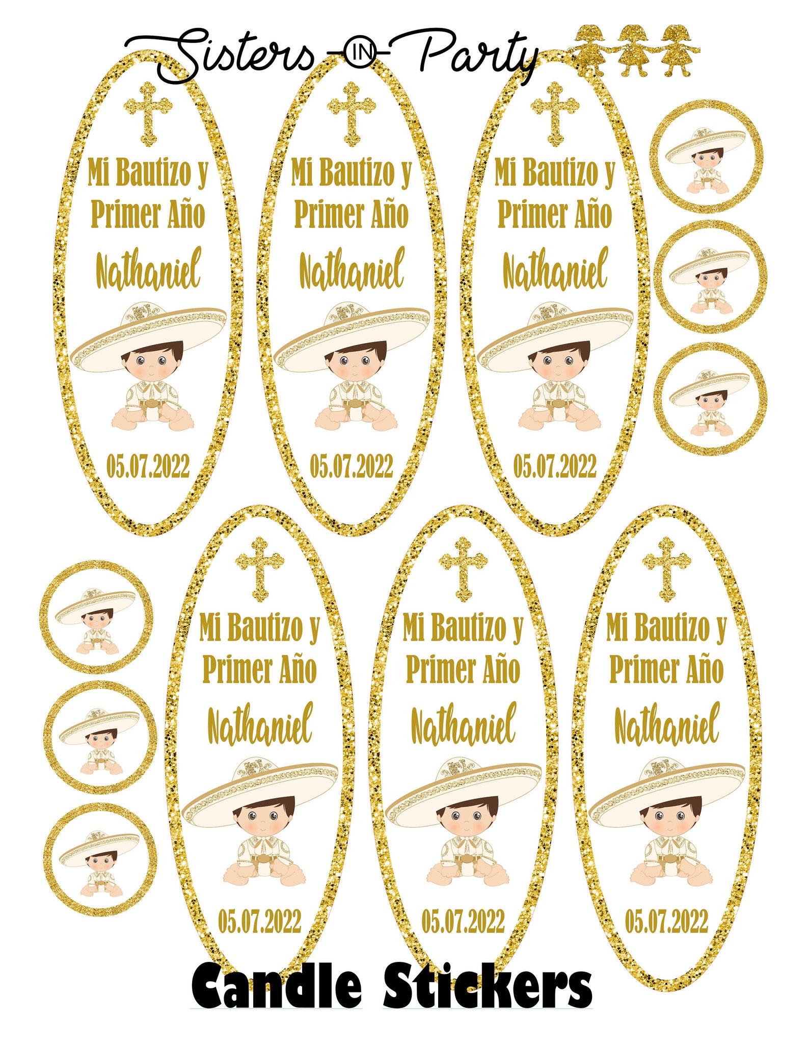 Charro Personalized Stickers /charrito Charrita Labels / Gold or Silver ...