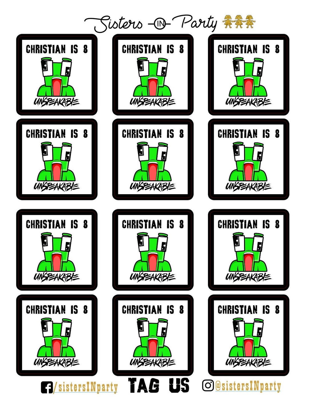 Unspeakable Stickers / Unspeakable Party READY IN 24 HOURS - Etsy