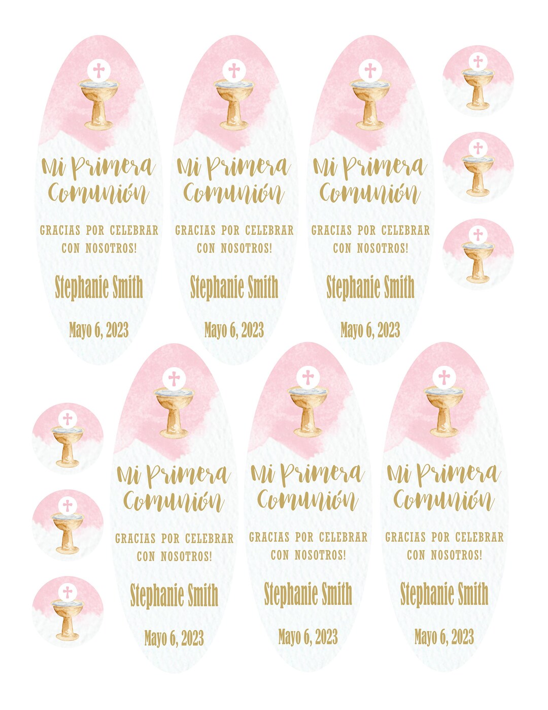 Personalized Stickers / Pink First Communion Labels / Primera Comunión ...