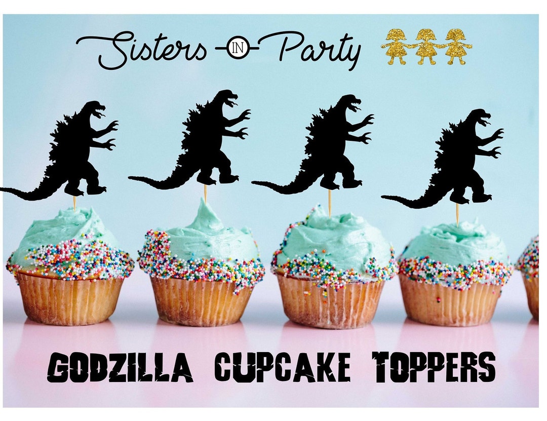 Godzilla Cupcake Toppers / Dinosaur Cupcake Toppers / Godzilla Food ...