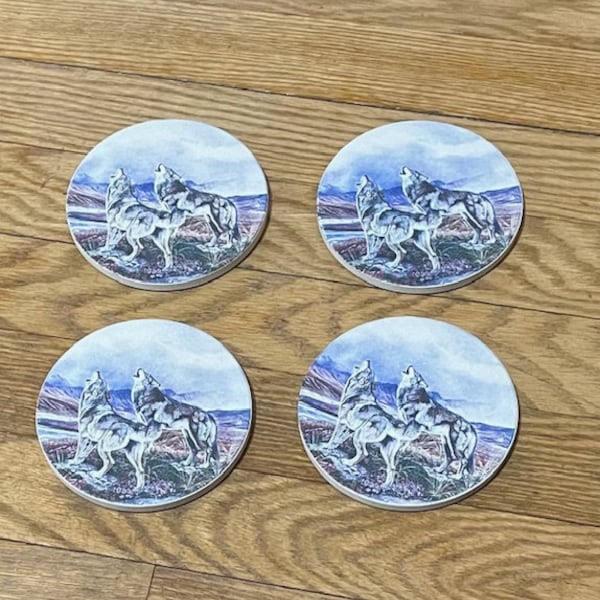 Wolf Coasters - Etsy