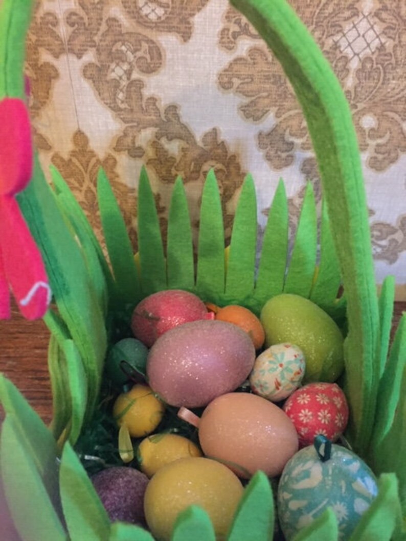 Green Felt Easter Basket With Eggshand Made - Etsy UK
