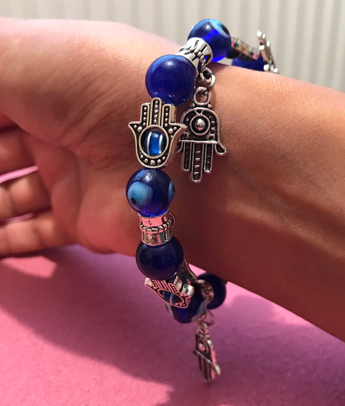 Turkish Blue Evil Eye Beads Hamsa Fatima Hand Boncuk Nazar | Etsy