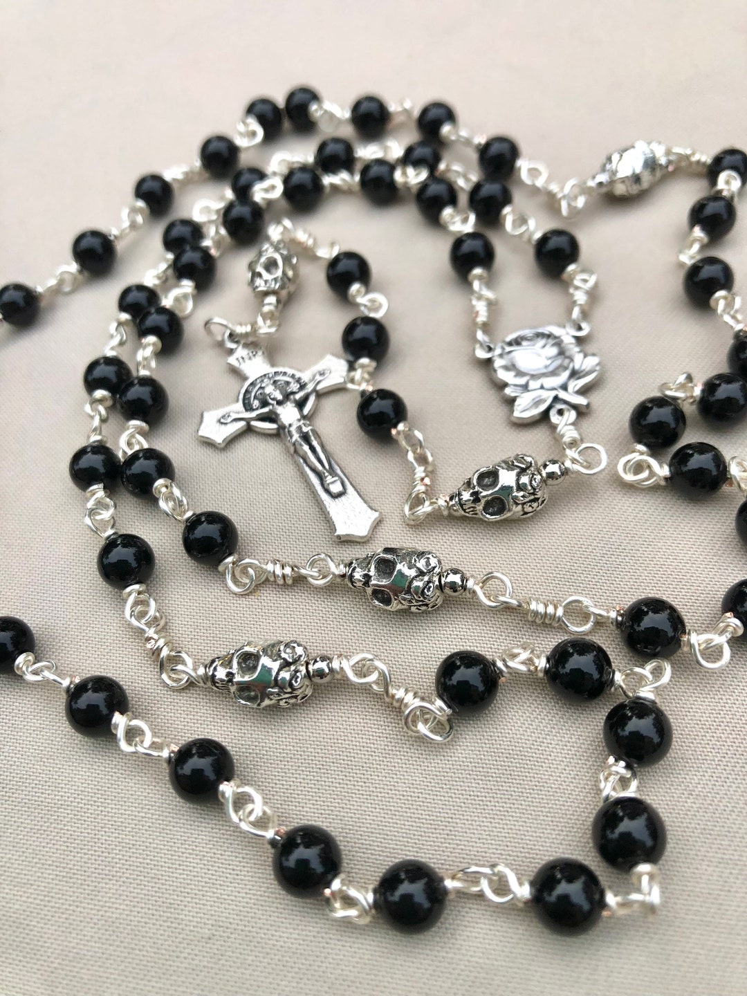 Mememto Mori UNBREAKABLE Genuine Black Onyx Gemstone Day of the Dead ...