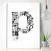 Letter P Print, Typography Print P, Letter P Poster, Letter P Wall ...