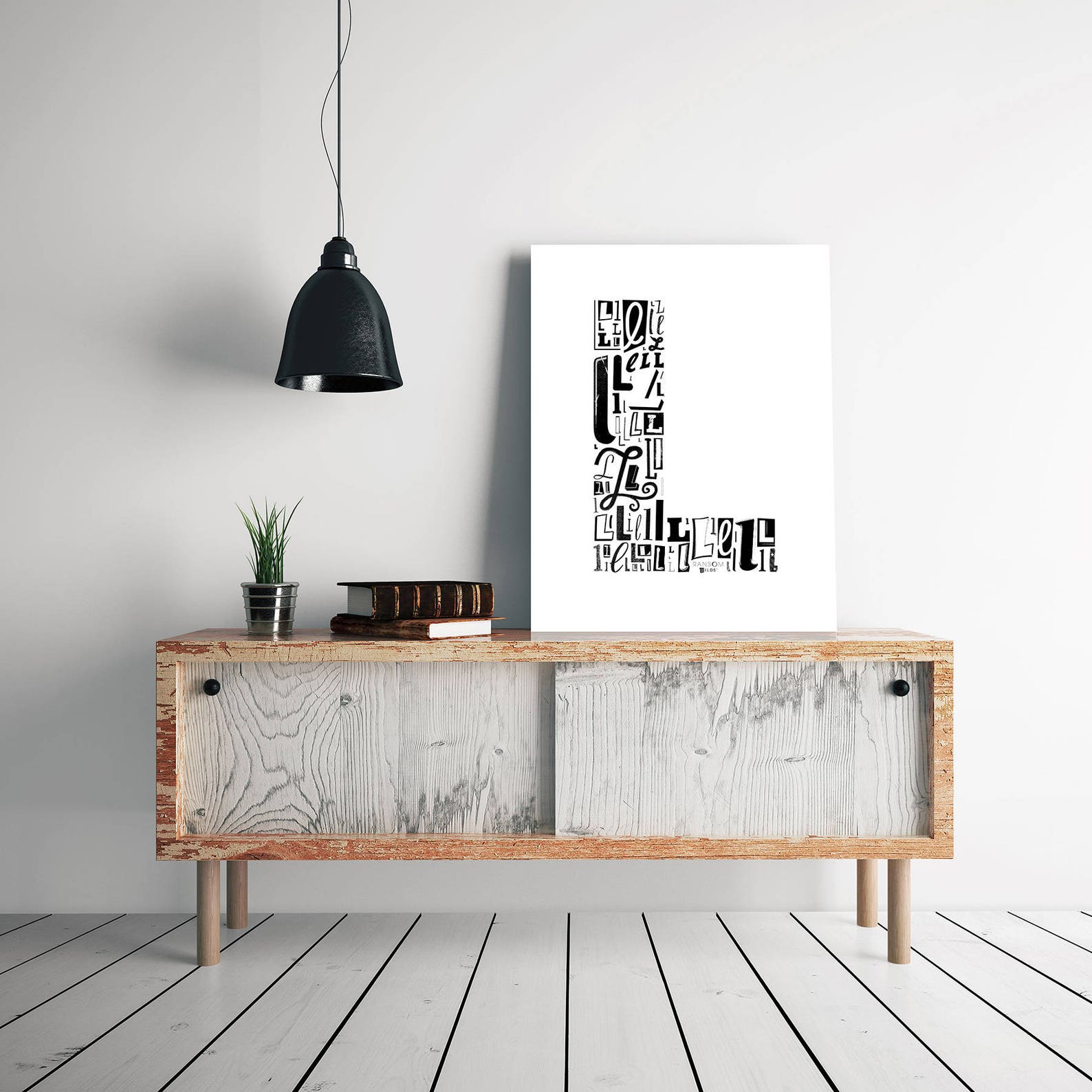 Letter L Print, Typography Print L, Black and White Typography, Black ...