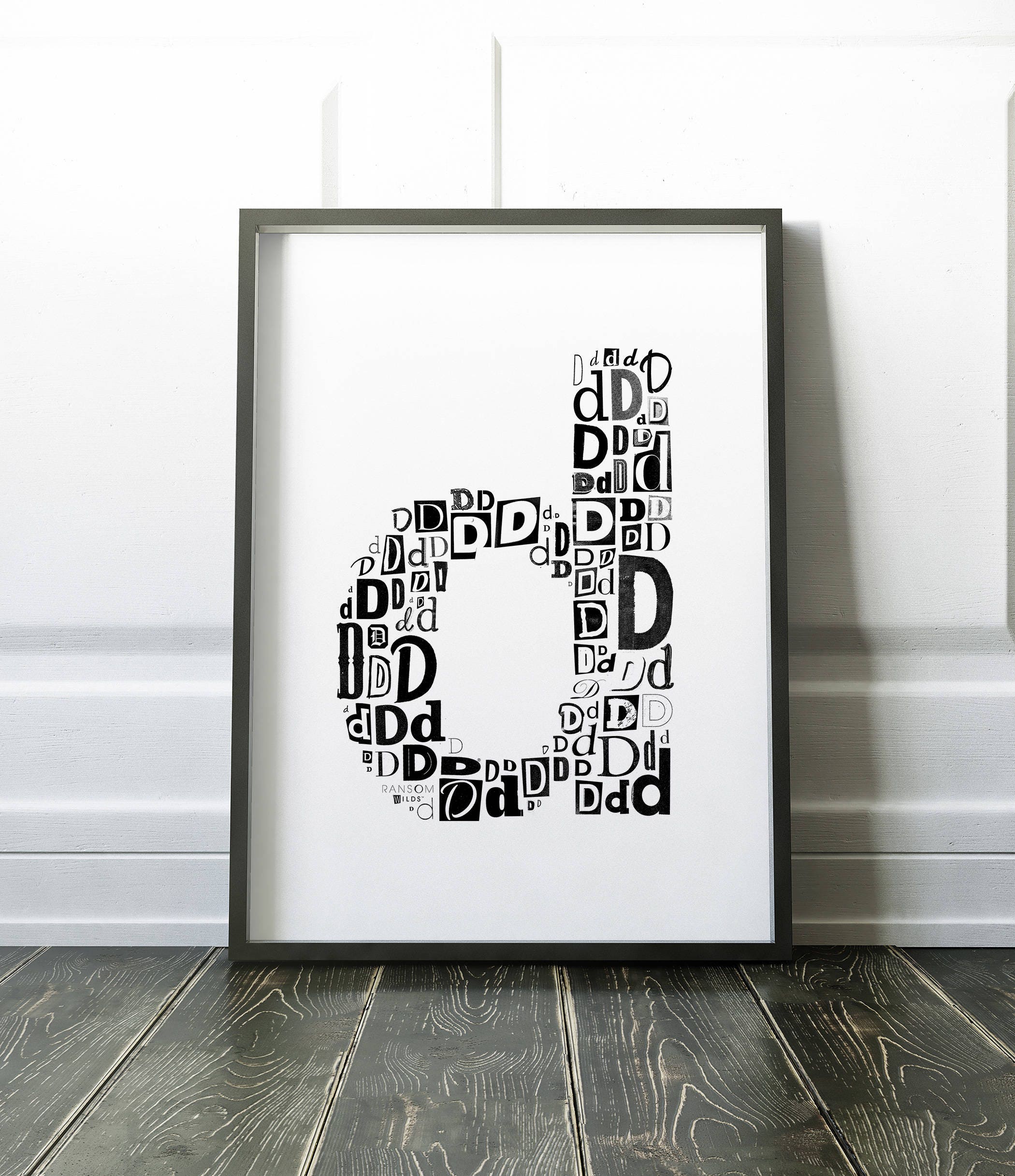 Typography Print, Letter D Print, Black Typography Print Download ...