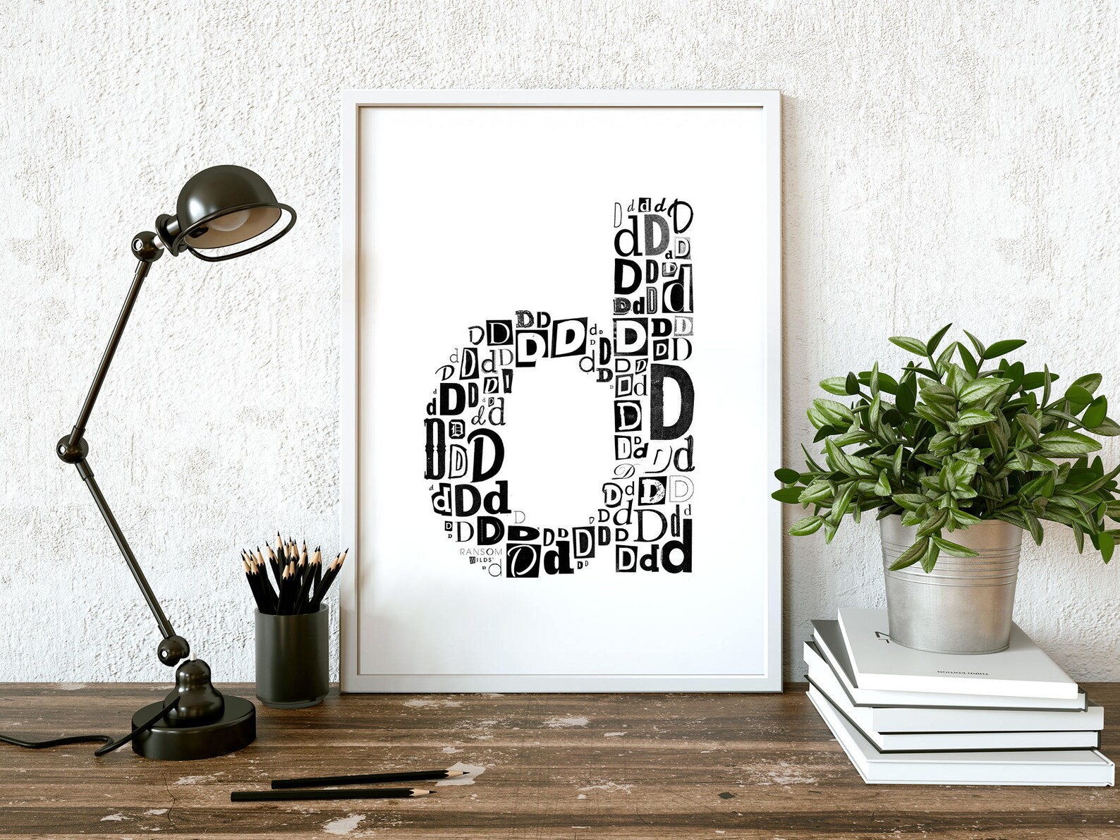 Typography Print, Letter D Print, Black Typography Print Download ...