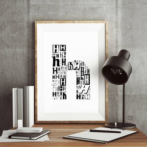 Letter H Print, Printable, Letter H Poster, Letter H Wall Decor, Letter ...
