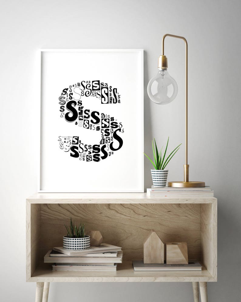 Letter S Print Download Modern Wall Decor Modern Wall Art - Etsy