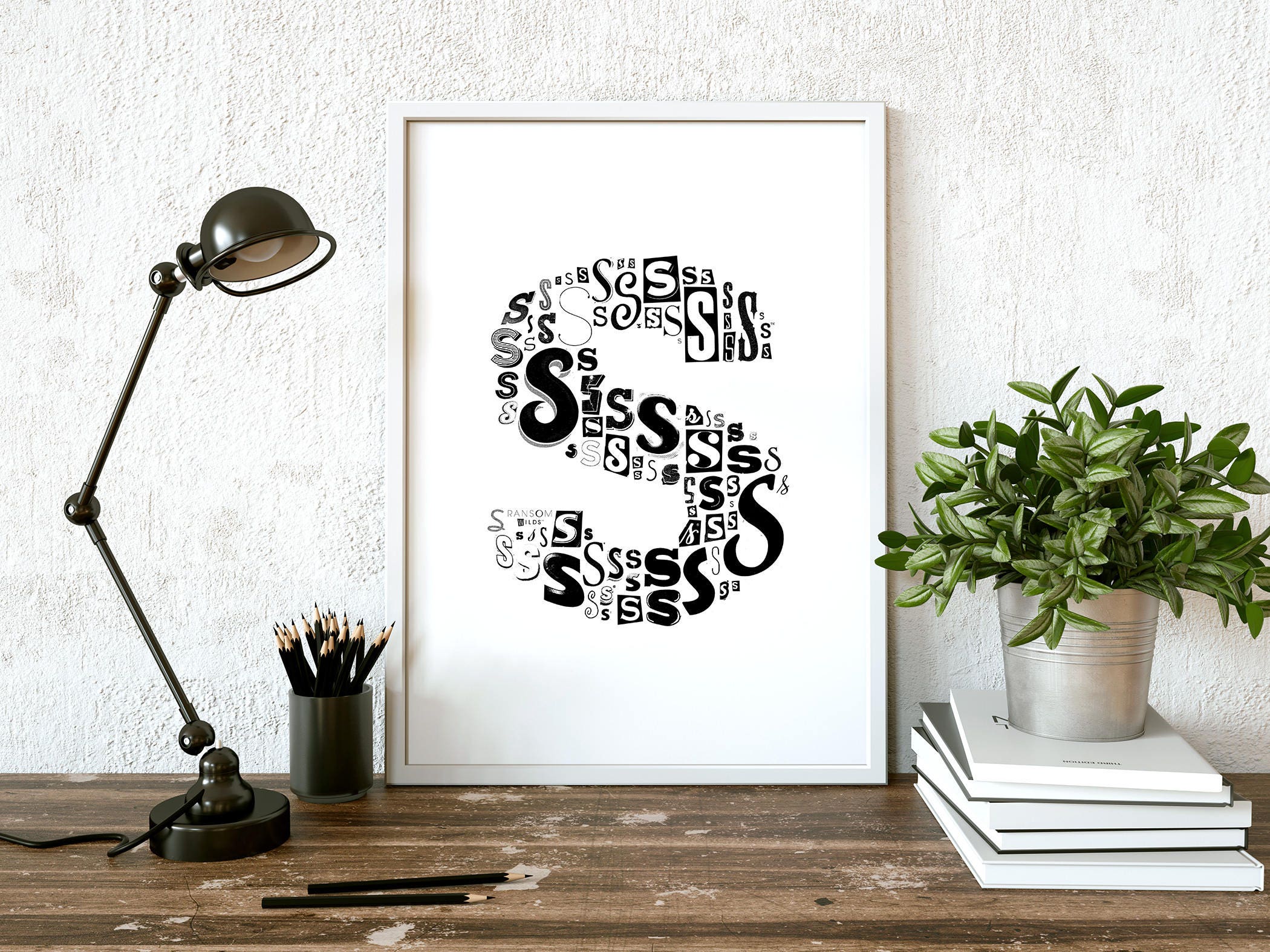 Letter S Print Download Modern Wall Decor Modern Wall Art - Etsy