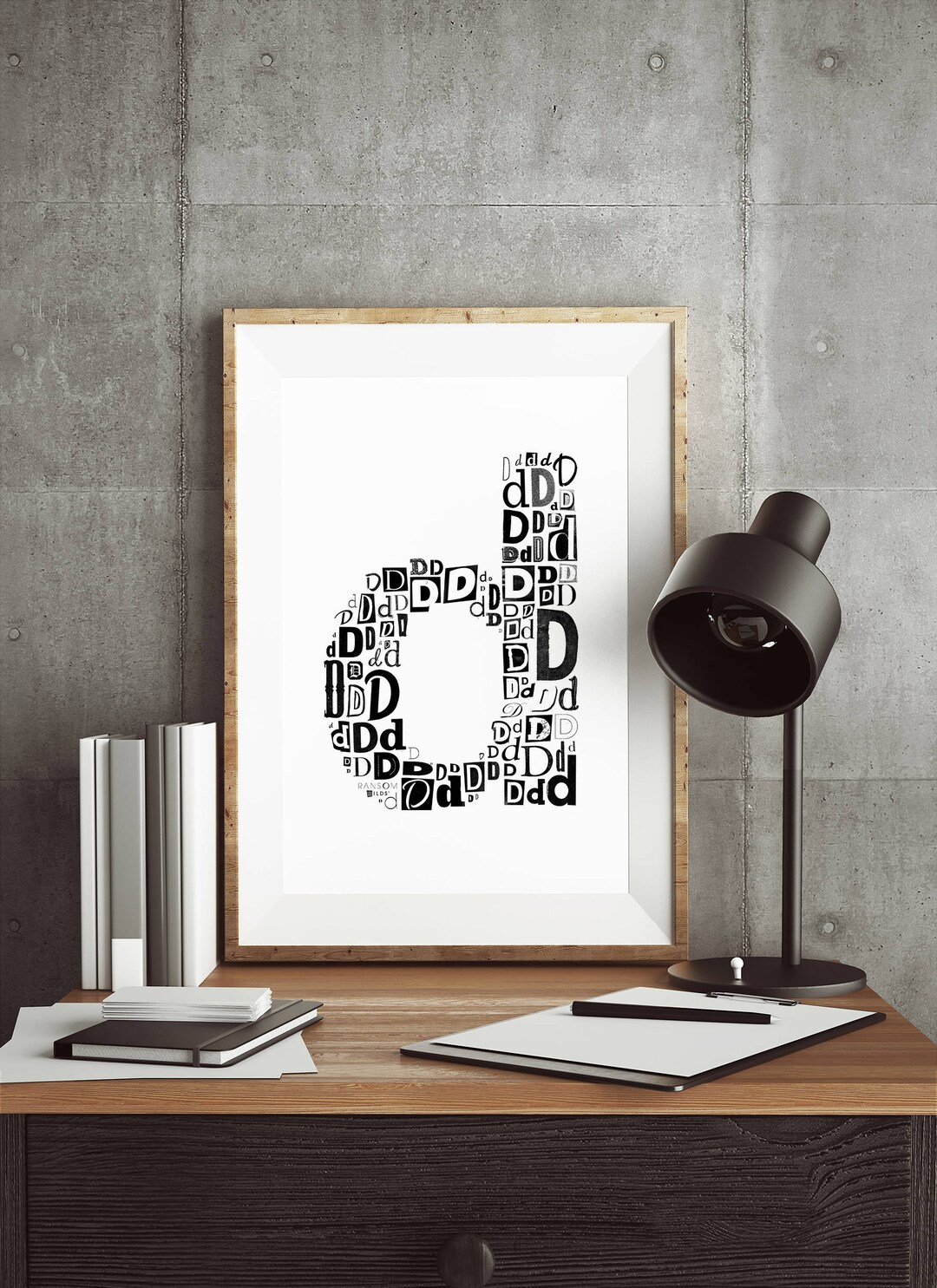 Typography Print, Letter D Print, Black Typography Print Download ...